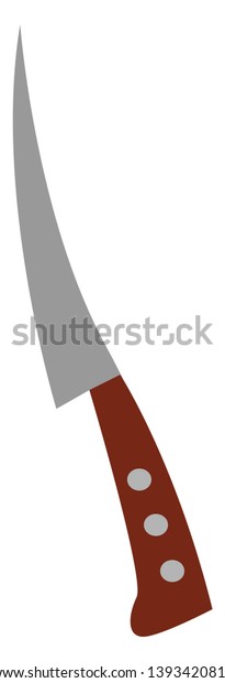 Long Sharp Knife Wooden Handle Vector Stock Vector (Royalty Free ...