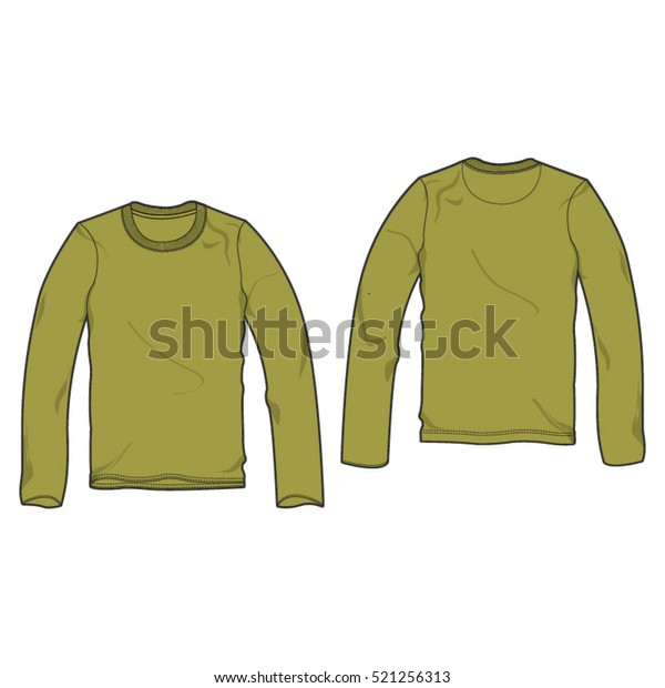 Long Sleeved Round Neck Shirt Template Stock Vector (Royalty Free ...