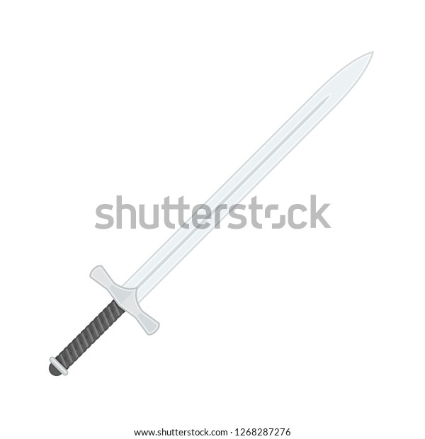 Long Sword Icon Isolated On White: vector de stock (libre de regalías ...
