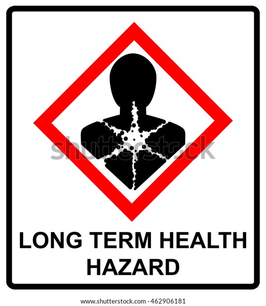Long term health hazard, man in red rhombus symbol. Danger banner for ...