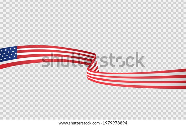 Long Waving Flag American Isolated On Stock Vector (Royalty Free ...
