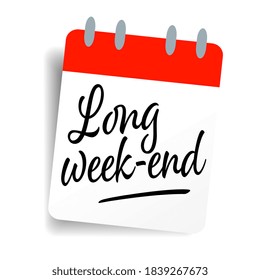 Long Weekend On Calendar Page Stock Vector (Royalty Free) 1839267673