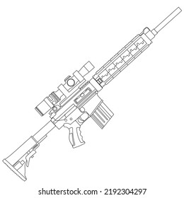 Longbarreled Gun Line Art Vector Stock Vector (Royalty Free) 2192304297 ...