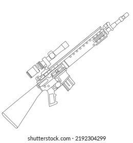 Longbarreled Gun Line Art Vector Stock Vector (Royalty Free) 2192304299 ...