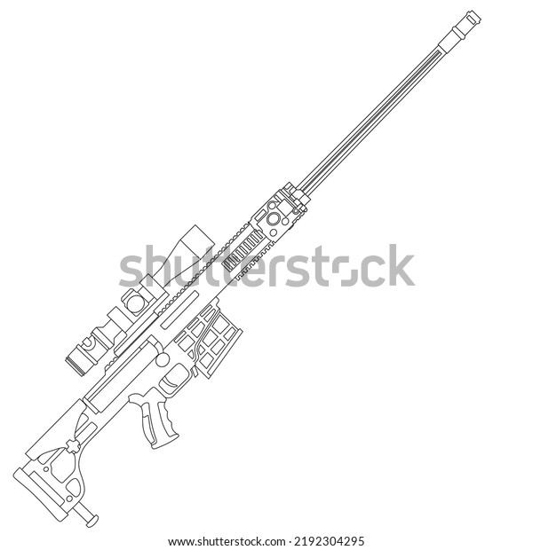 Longbarreled Gun Line Art Vector Stock Vector (Royalty Free) 2192304295 ...