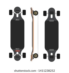 Longboard Three Views Top Side Bottom Stock Vector (Royalty Free ...