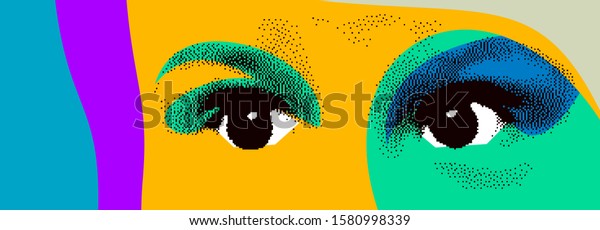 Looking Eyes 8 Bit Dotted Design Stock Vector (Royalty Free) 1580998339 ...