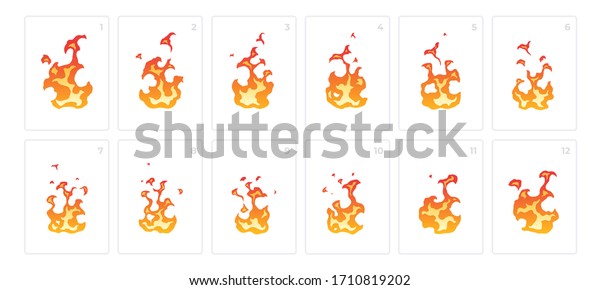 Looped Fire Animation Sprites Sheet Flat Stock Vector (Royalty Free ...