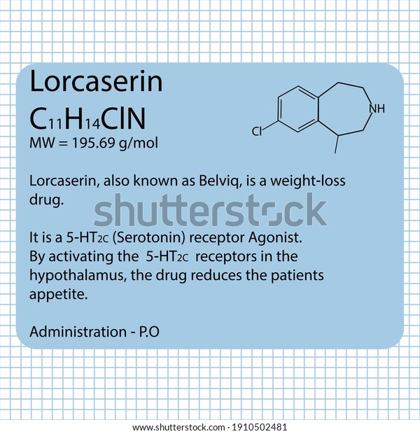 Lorcaserin Molecular Structure 2d Model Pharmaceutical: เวกเตอร์สต็อก ...