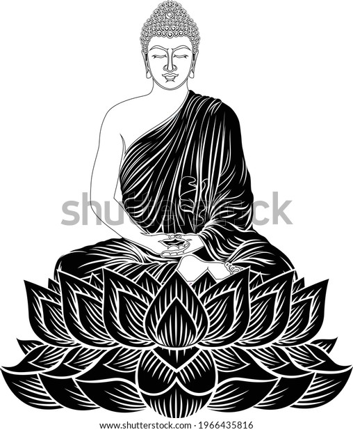 Lord Buddha Outline Vector Art Illustration Stock Vector (Royalty Free ...
