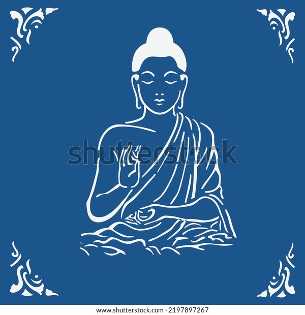 Lord Buddha Vector On Blue Background Stock Vector (Royalty Free ...