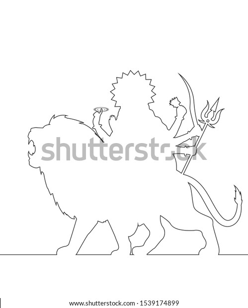 Lord Durga Maa Line Art Vector Stock Vector (Royalty Free) 1539174899 ...