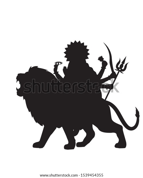 Lord Durga Maa Vector Silhouette Design Stock Vector (Royalty Free ...