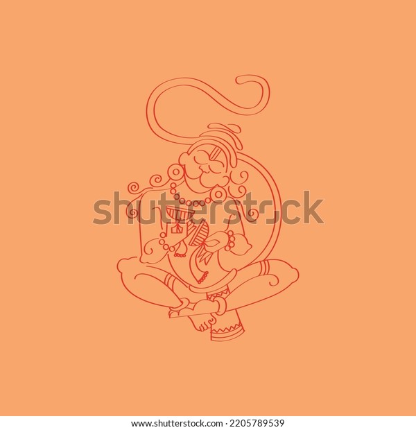 Lord Hanuman Vector Line Drawing Stock Vector (Royalty Free) 2205789539 ...
