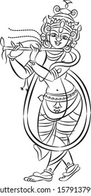 Lord Krishna Different Forms Textile Printing Stock Vector (Royalty ...