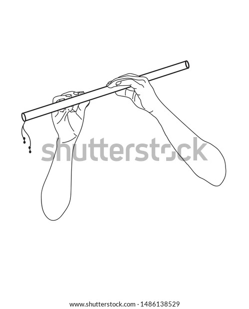 Lord Krishna Hand Flute Graphic Design Stock Vector (Royalty Free ...