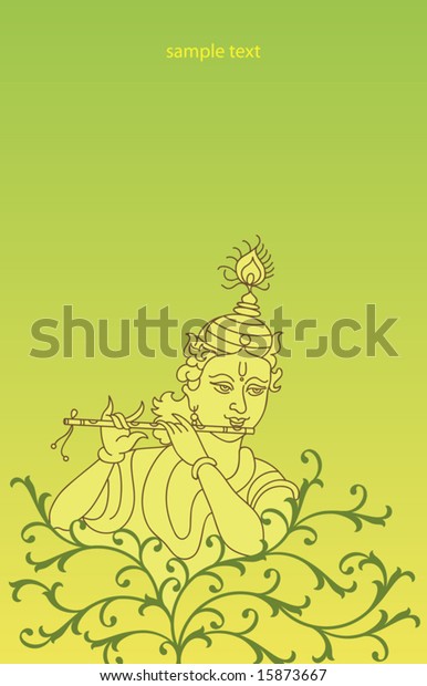 Lord Krishna Playing Flute Abstract Background Stock Vector (Royalty ...