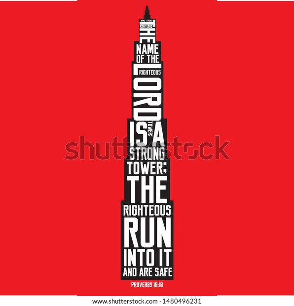 Lord Strong Tower Bible Verse Stock Vector (Royalty Free) 1480496231 ...