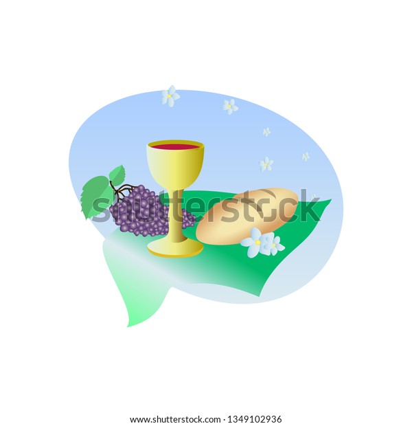 Lords Supper Communion Bread Wine Grapes Stock Vector (Royalty Free ...
