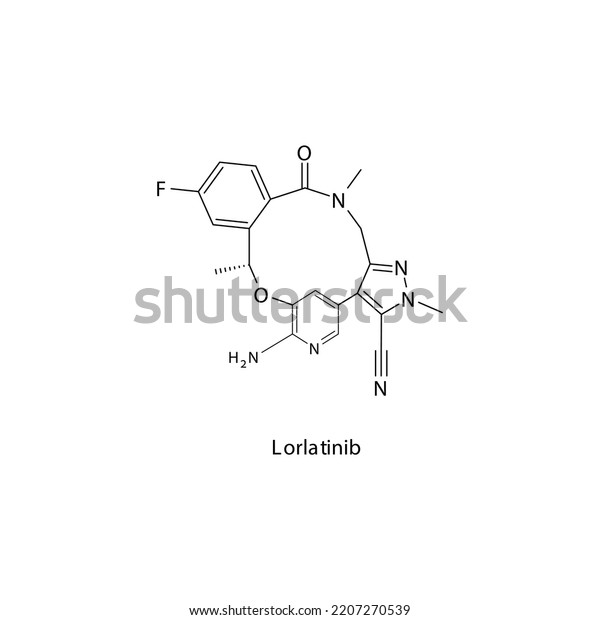 Lorlatinib Molecule Flat Skeletal Structure Tyrosine: เวกเตอร์สต็อก ...