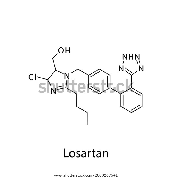 Losartan Molecular Structure Flat Skeletal Chemical Stock Vector ...
