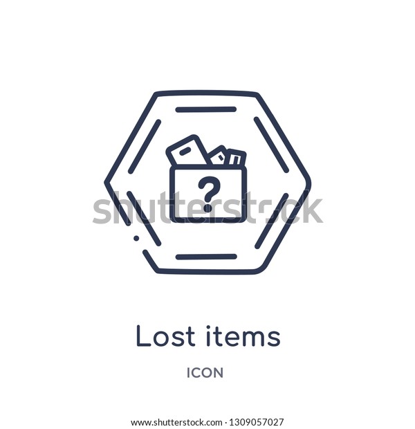 Lost Items Icon Signs Outline Collection Stock Vector (Royalty Free ...