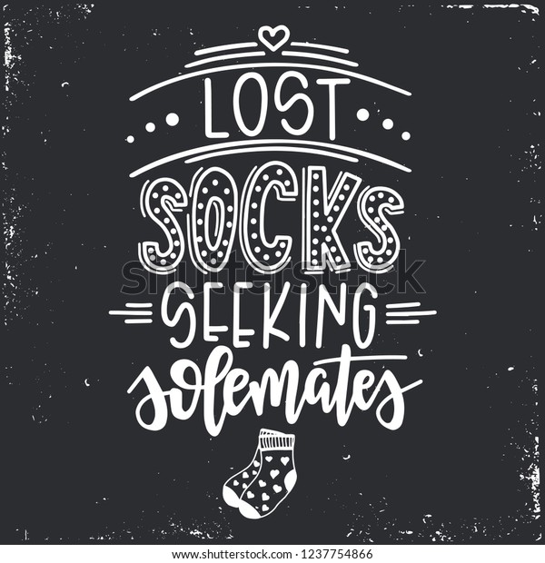 Lost Socks Seeking Solemates Hand Drawn Stock Vector (Royalty Free ...