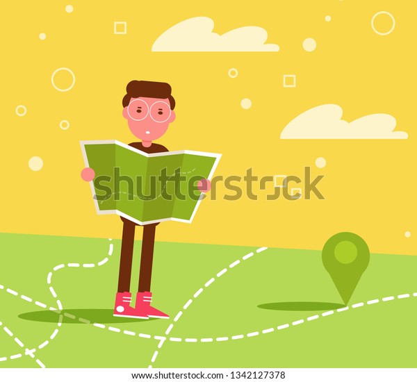 Lost Tourist Vector Cartoon Isolated Art Stock Vector (Royalty Free ...
