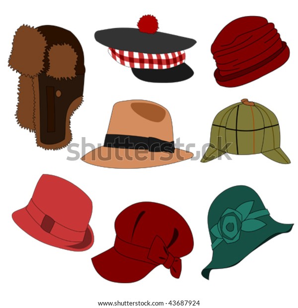 Lots Hats Set 02 Stock Vector (Royalty Free) 43687924