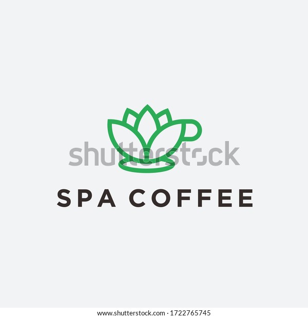 Lotus Flower Coffee Cup Logo Design Stock Vector (Royalty Free ...