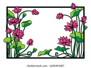 Lotus Flower Frame Colored Illustration Isolated Stock Vector (Royalty ...