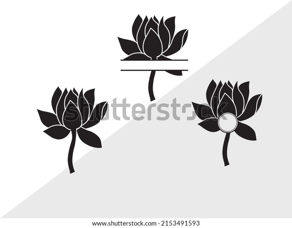 Lotus Flower Monogram Printable Vector Illustration: เวกเตอร์สต็อก ...
