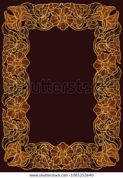 Lotus Flowers Arranged Intricate Rectangular Frame Stock Vector ...