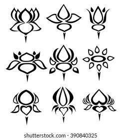 Set Isolated Cosmic Flowers Tattoo: vector de stock (libre de regalías ...