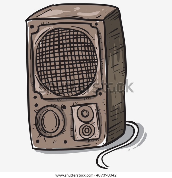 Loud Speaker Drawing Colored Stock Vector (Royalty Free) 409390042