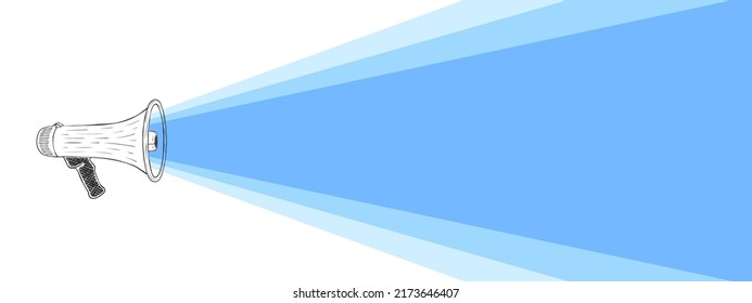 Loudspeaker Light Megaphone Drawn By Hand Stock Vector (Royalty Free ...