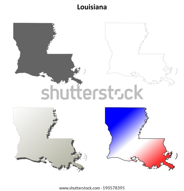 Louisiana Outline Map Set Vector Version Stock Vector (Royalty Free ...