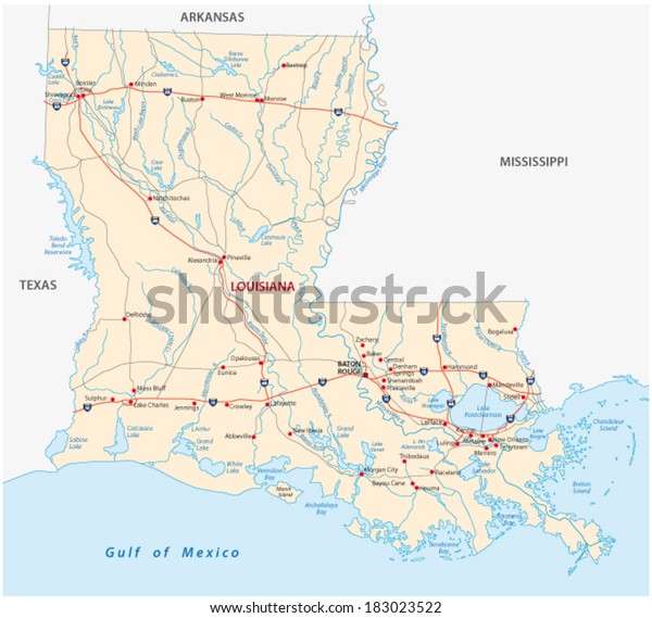 Louisiana Road Map Stock Vector (Royalty Free) 183023522