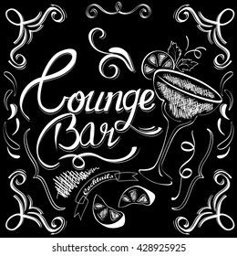 Lounge Bar Poster On Black Background Stock Vector (Royalty Free ...