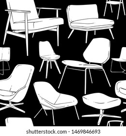 Lounge Chair Seamless Pattern Isolated Vector Stock Vector (Royalty ...