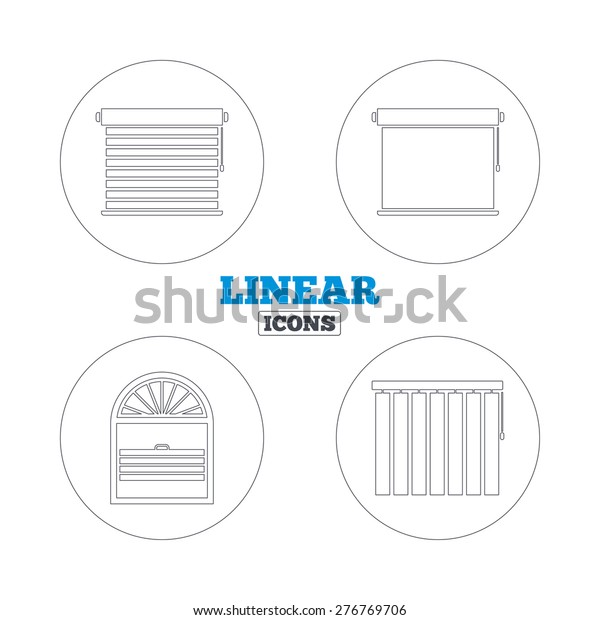 Louvers icons. Plisse, rolls, vertical and horizontal. Window blinds or ... Louvers icons. Plisse, rolls, vertical and horizontal. Window blinds or ...