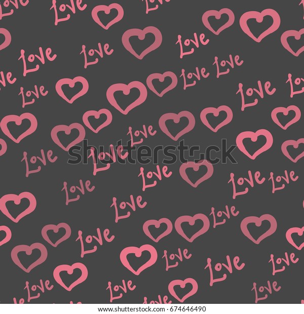 Love Allover Print Seamless Tile Pink Stock Vector (Royalty Free ...