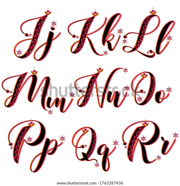 Love Alphabets Abc Letters Romantic Black Stock Vector (Royalty Free ...