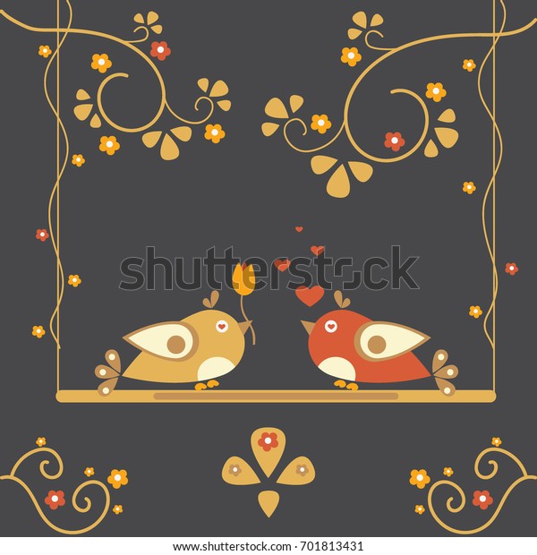 Love Bird Tree Vector Card Valentine Stock Vector (Royalty Free ...