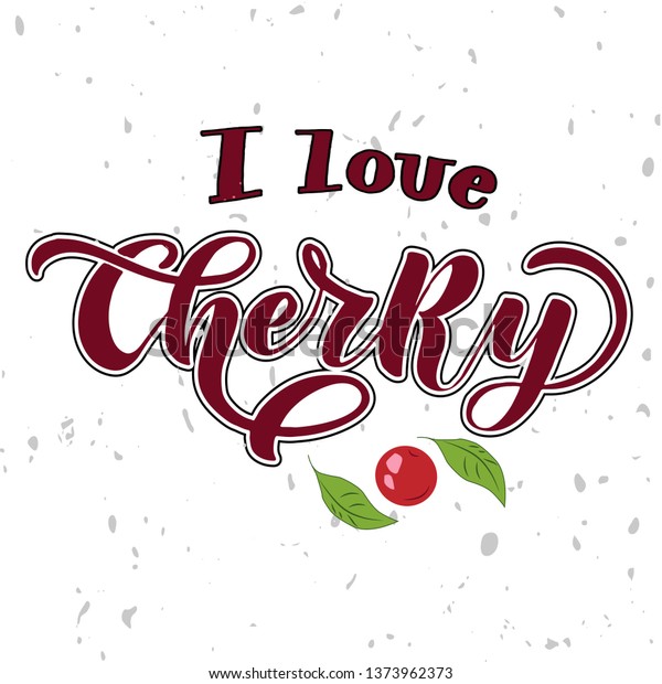 Love Cherry Lettering Typography Poster On Stock Vector (Royalty Free ...