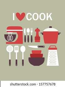 Love Cook Card Design Vector Illustration Stock Vector (Royalty Free ...