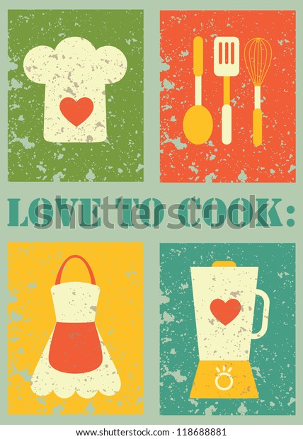 Love Cook Card Design Vector Illustration Stock Vector (Royalty Free ...