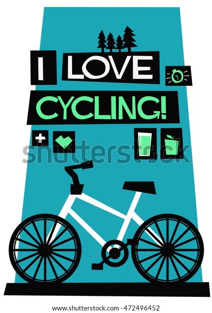 Love Cycling Flat Style Vector Illustration Stock Vector (Royalty Free ...