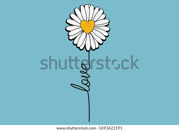 Love Daisy Lettering Design Vector Daisy Stock Vector (Royalty Free ...