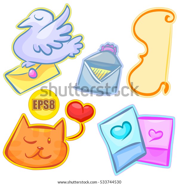 Love Doodle Sticker Set Cute Cartoon Stock Vector (Royalty Free ...